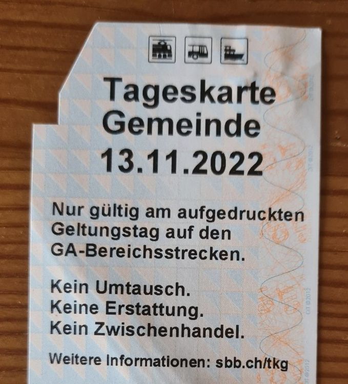 Tageskarte 13.11.2022 SBB CFF FFS GA AG carte journalière (Neu (gemäss ...