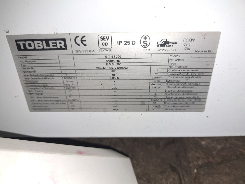 Heisswasserboiler Tobler (Gebraucht) in Pohlern für CHF 1 – nur ...