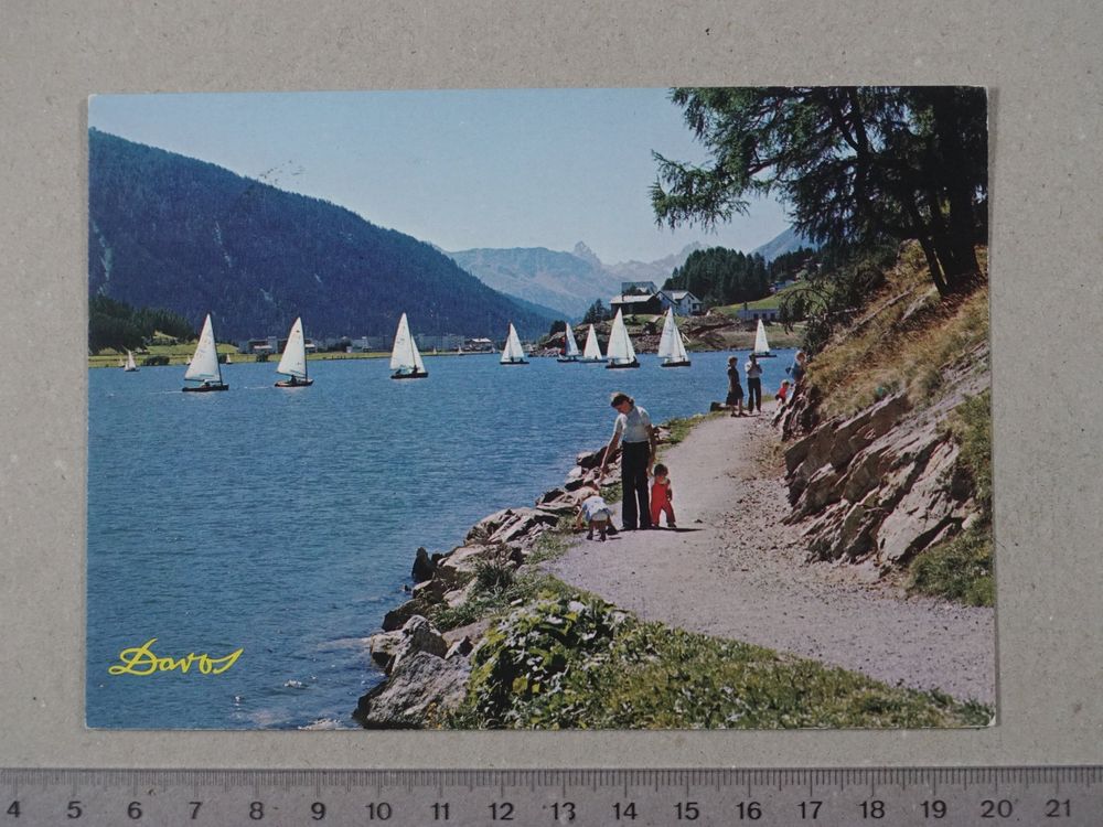 Davos, Spazierweg, belebt, Segelboot, Boot, 1982 | Kaufen auf Ricardo
