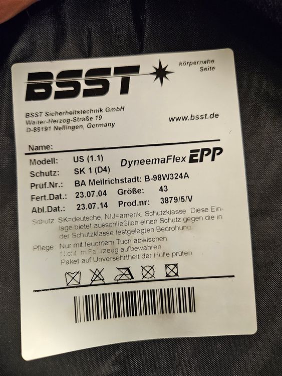 Ballistische Schutzweste von BSST Polizei SEK mit Platten (Gebraucht ...