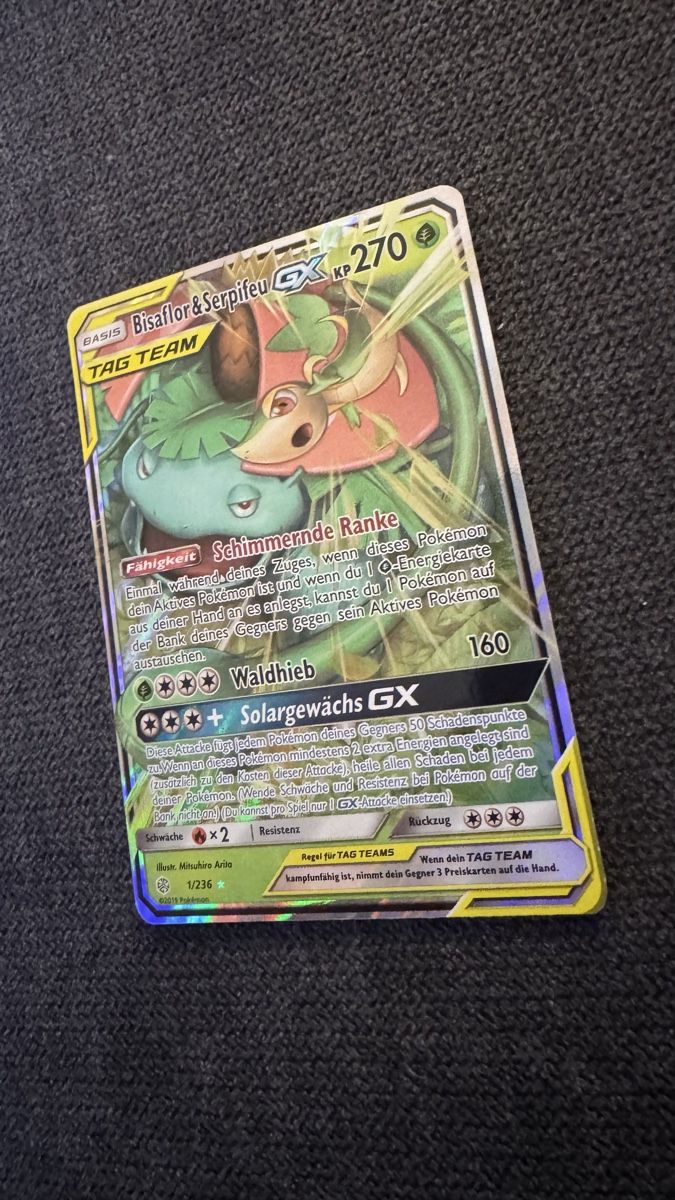 Bisiflor & Serpifeu GX - Seltene Pokemon Karte! Top Zustand! (Neu ...