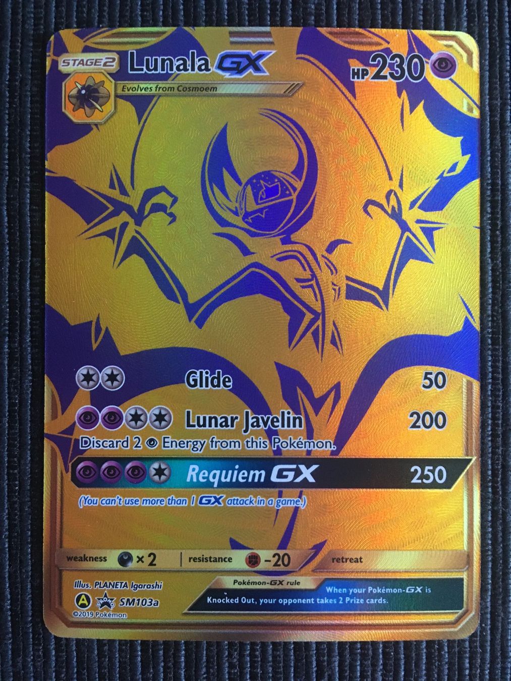 Pokemon Lunala GX Gold Shiny Hidden Fates Promo Mint (Neu (gemäss ...