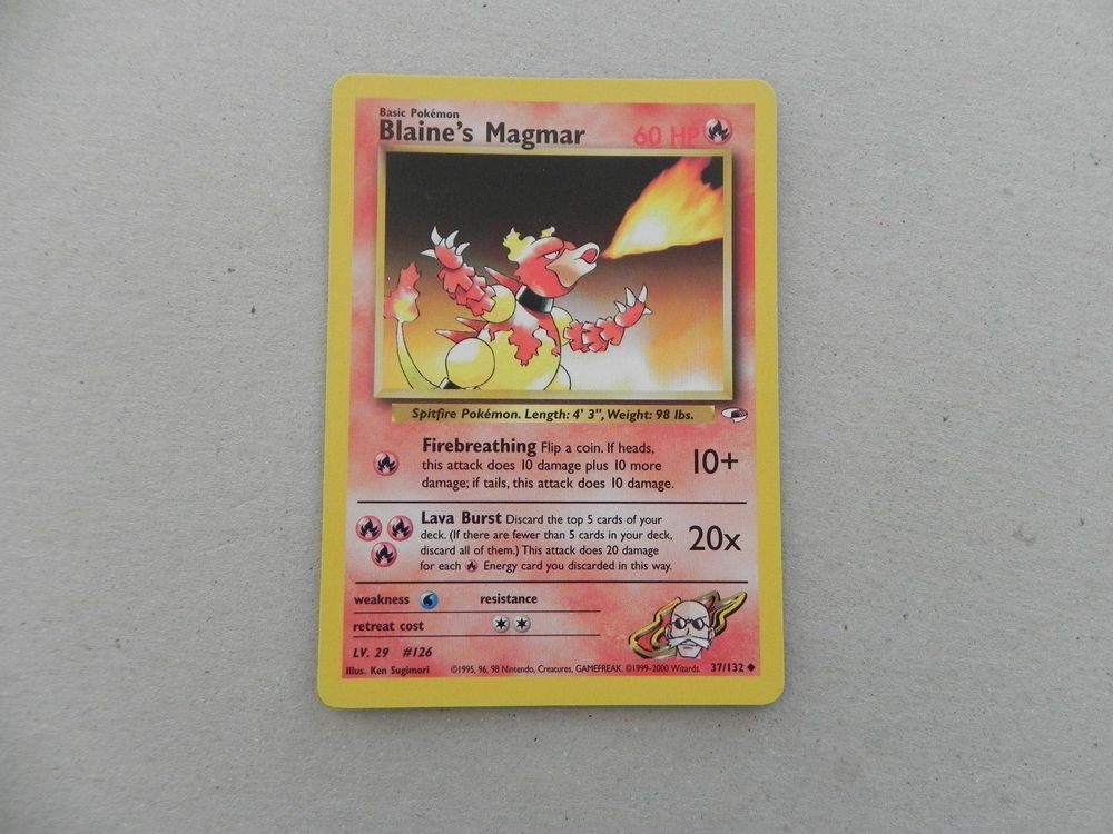 Basic pokémon Card Blaine`s Magmar 60 HP (Gebraucht) in Siebnen für CHF ...