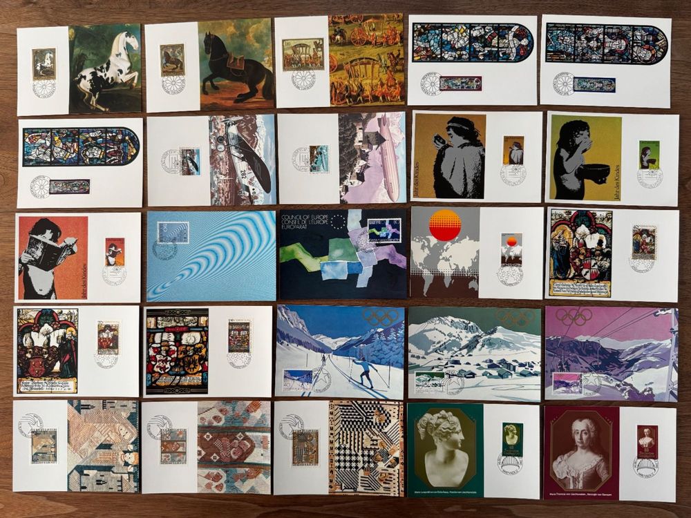 Liechtenstein, 25 Maximumkarten, MK Nrn. 4 - 9 und 11 - 13 (Gebraucht) in Jegenstorf für CHF 1.5 ...