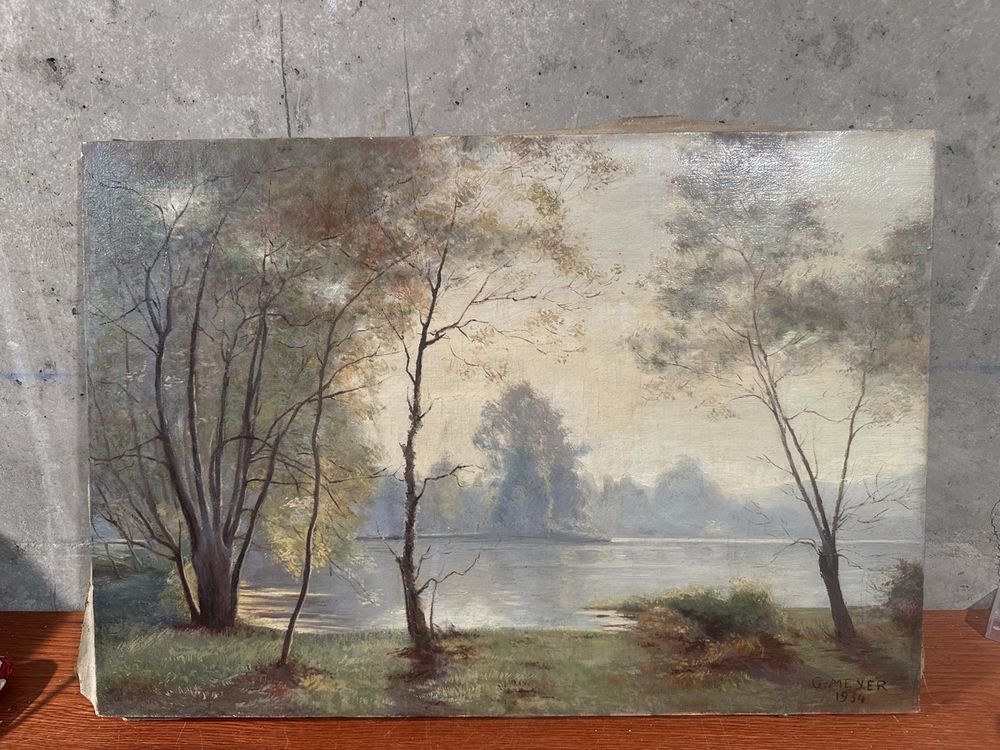 Tableau paysage lacustre, signé G. Meyer 1934, v (D'occasion) à ...