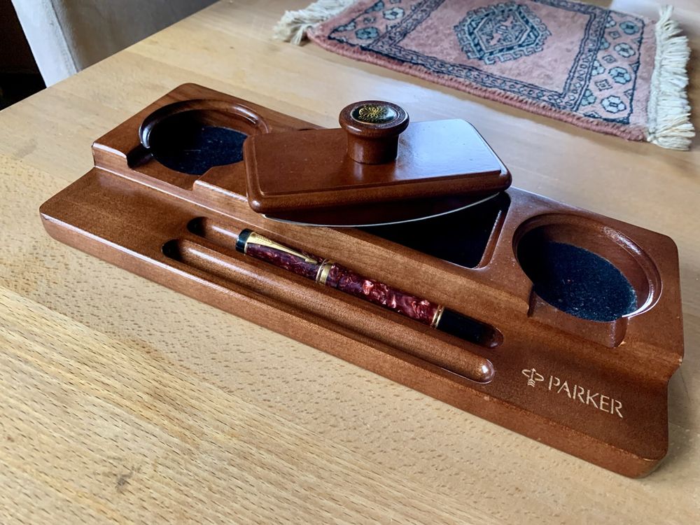 Parker Desk-Set und Füllfeder Duofold Marble Red or Maroon (Gebraucht ...