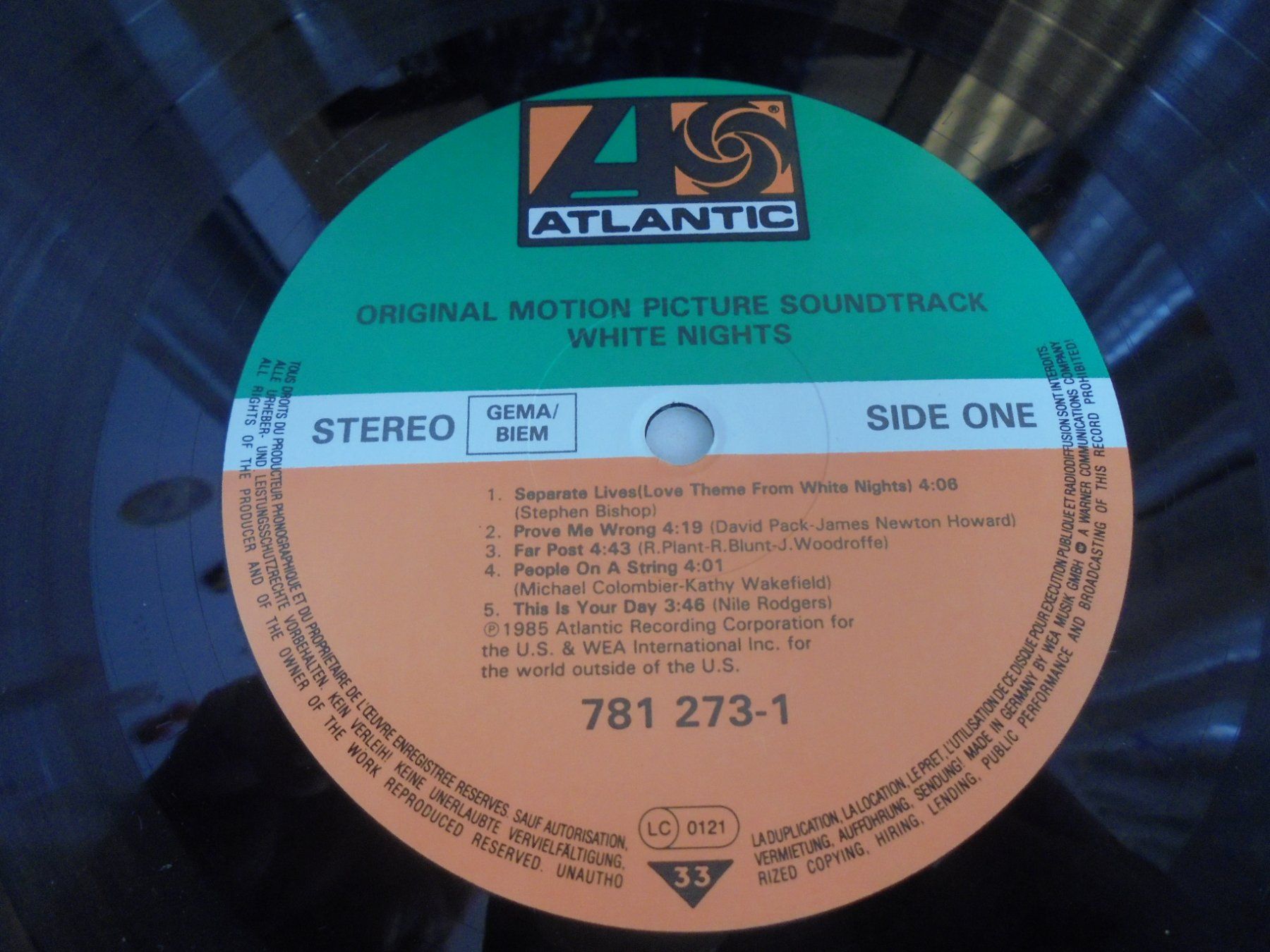 B.O " White Nights "Phil Collins, Lou Reed, etc LP Allemagne (D ...