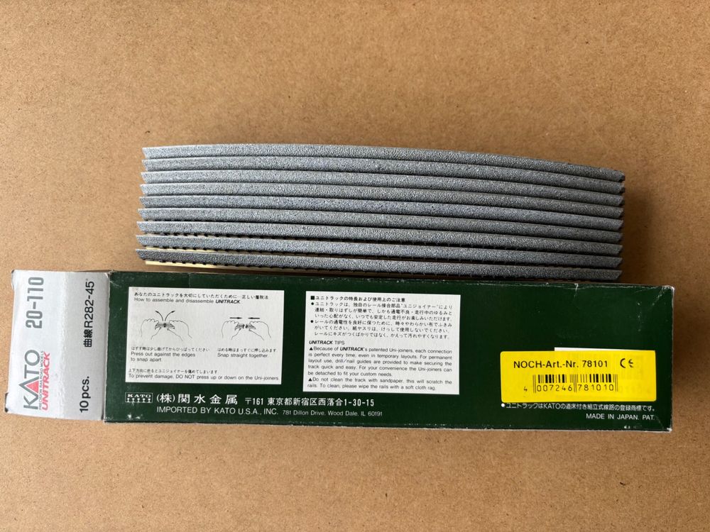Kato 20-110 Unitrack 9x Gleis gebogen R 282-45° (Neu und ...