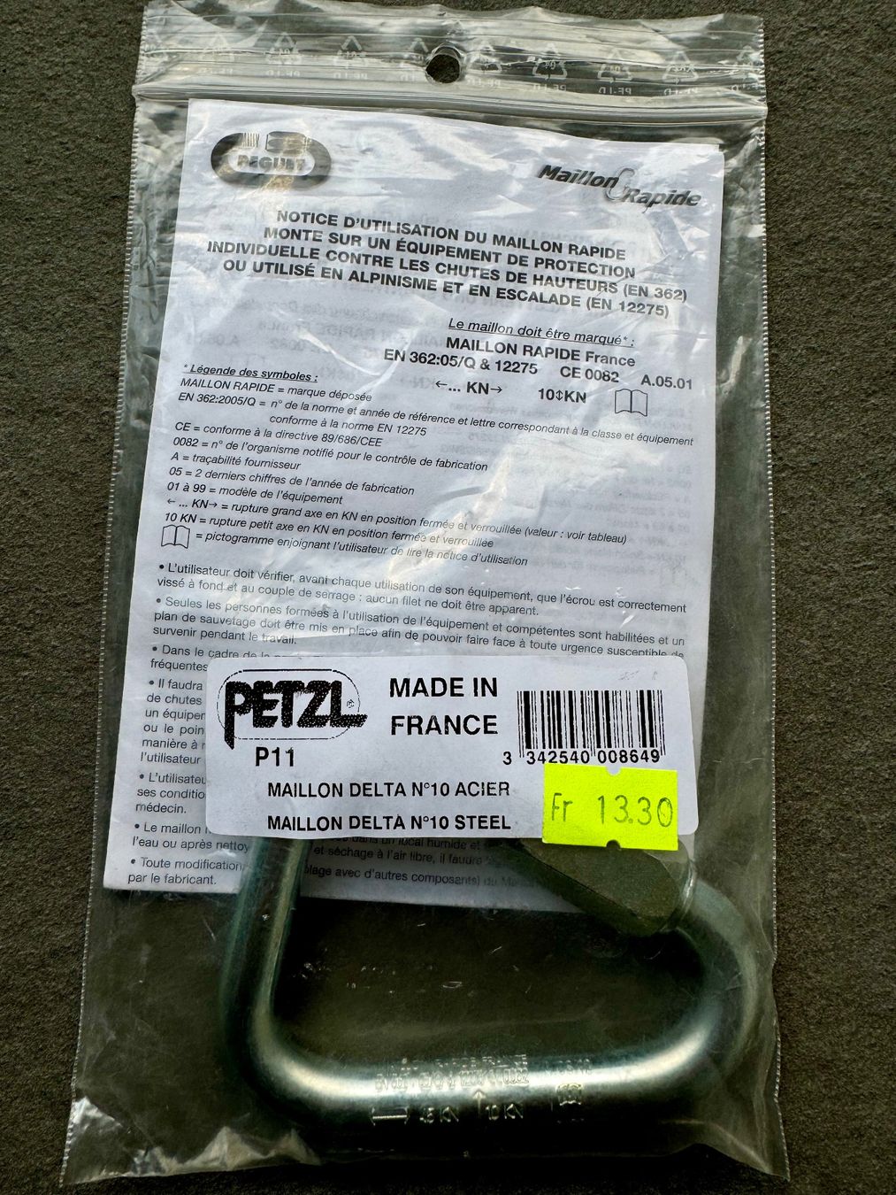 Petzl P11 MAILLON DELTA 45 kN dreieckiger Schliessring Stahl (Neu und ...