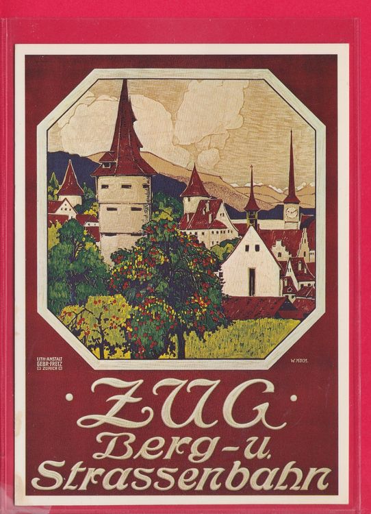 WERBEKARTE, ZUG, BERG UND STRASSENBAHN, WALTHER KOCH 1910 | Acheter sur Ricardo