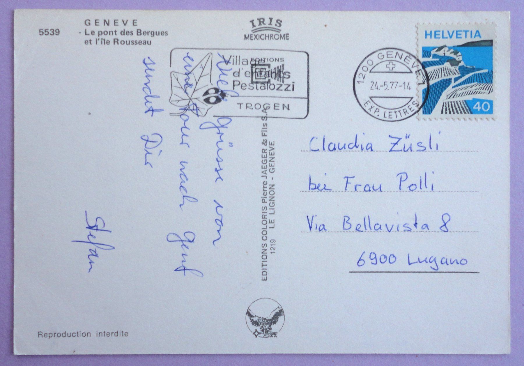 Genève - Le pont des Bergues et l'Ile Rousseau (Défectueux) à Fétigny ...