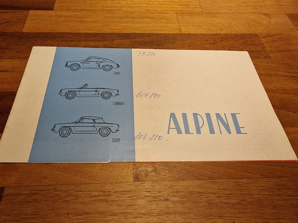 Alpine A106 Prospekt Preisliste ca. 1960 Belgien Renault | Kaufen auf ...