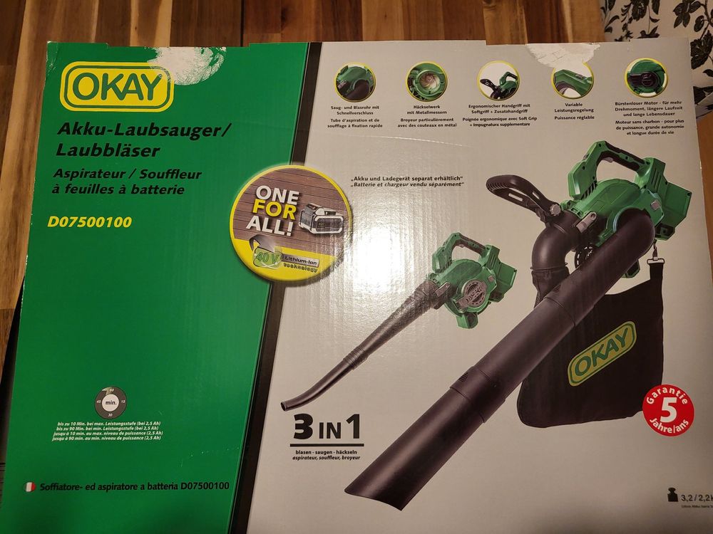 Landi Okay Laubsauger/-bläser Akku 40 V + Akku + Ladegerät (Neu (gemäss ...