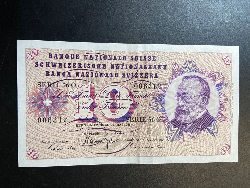 10 Fr.-Note Schweiz 1968 (Gebraucht) in Herisau für CHF 3 – mit ...