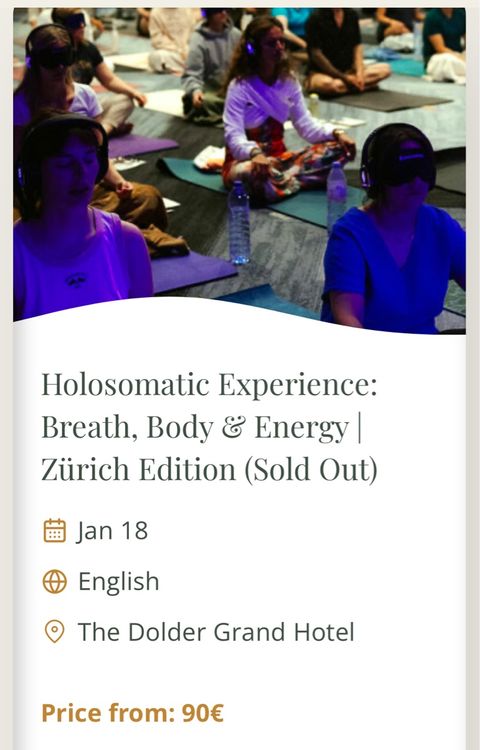 Holosomatic Experience Zürich - 18. Jan. (Gebraucht) in Pfäffikon SZ für CHF 70 – nur Abholung ...