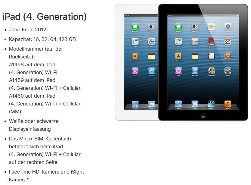 Apple iPad 4. Generation, 32GB, Wifi (Gebraucht) in Steinach für CHF 73 – mit Lieferung auf ...