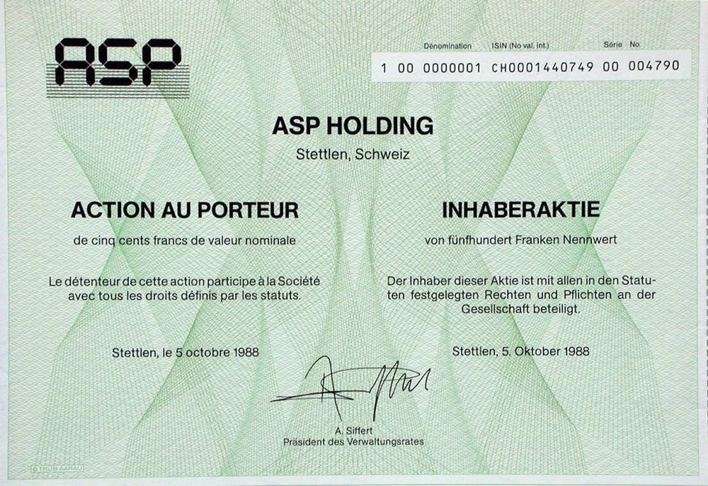 ASP Holding, Stettlen - 1988 | Kaufen auf Ricardo