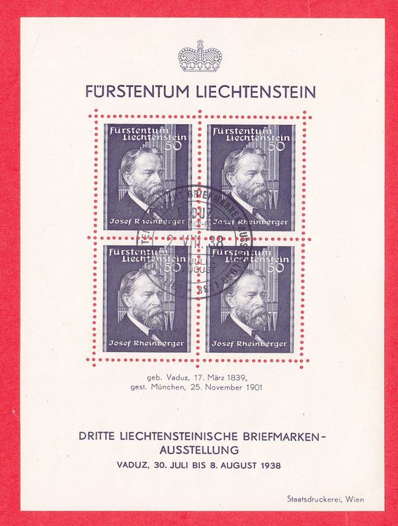 1938 FL Sonderblock Briefmarkenausstellung° nach SBK 40Fr. (Neu (gemäss Beschreibung)) in ...