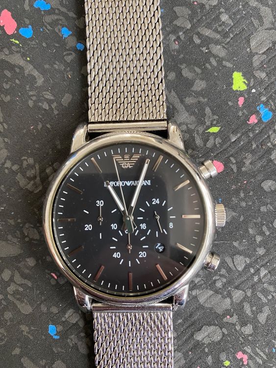 Emporio Armani AR1808 46mm Classic Chronograph Black Dial (Gebraucht ...