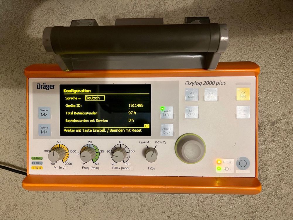 Oxylog 2000 plus, Beatmungsgerät Dräger (Gebraucht) in Unterseen für ...