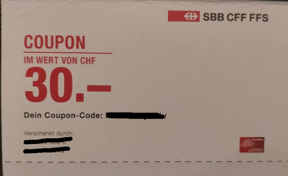 SBB Halbtax x2 Gutschein CHF 30.- Rabatt für Neukunden (Neu und originalverpackt) in Zürich für ...