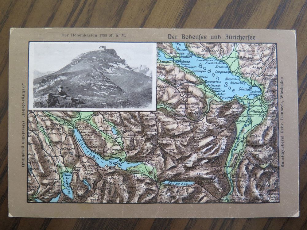 AI - DER HOHENKASTEN-DER BODENSEE U. ZÜRICHERSEE-RELIEFKARTE (Gebraucht ...