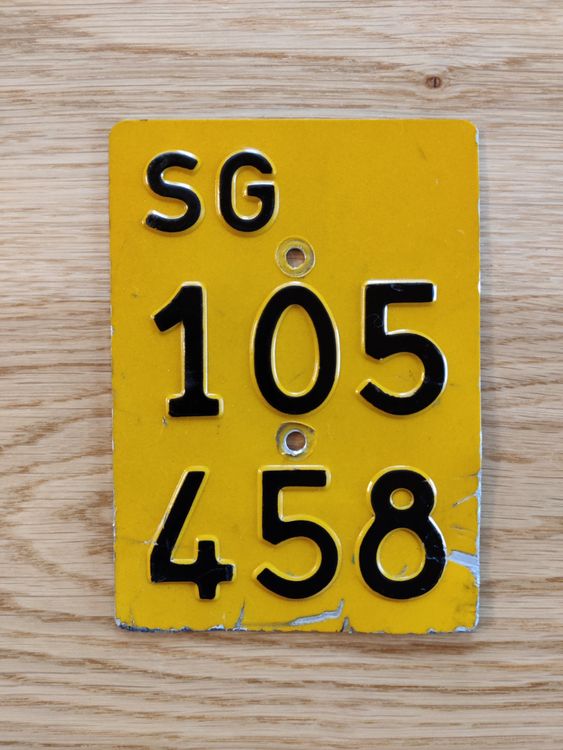 Mofanummer Nummernschild Mofa Töffli SG 105 458 (Gebraucht) in ...