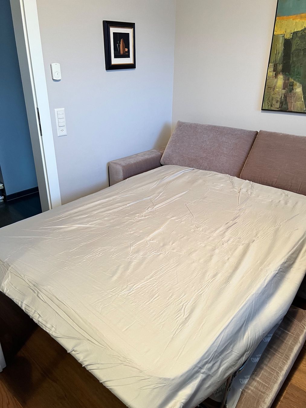 Canapé convertible beige velours 3 places, excellent état. (Neu (gemäss ...