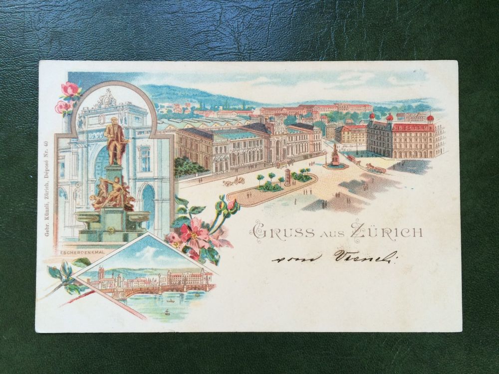 Lithografie 1899 Gruss Zürich AK Cartolina carte Postcard (Gebraucht) in Küssnacht am Rigi für ...