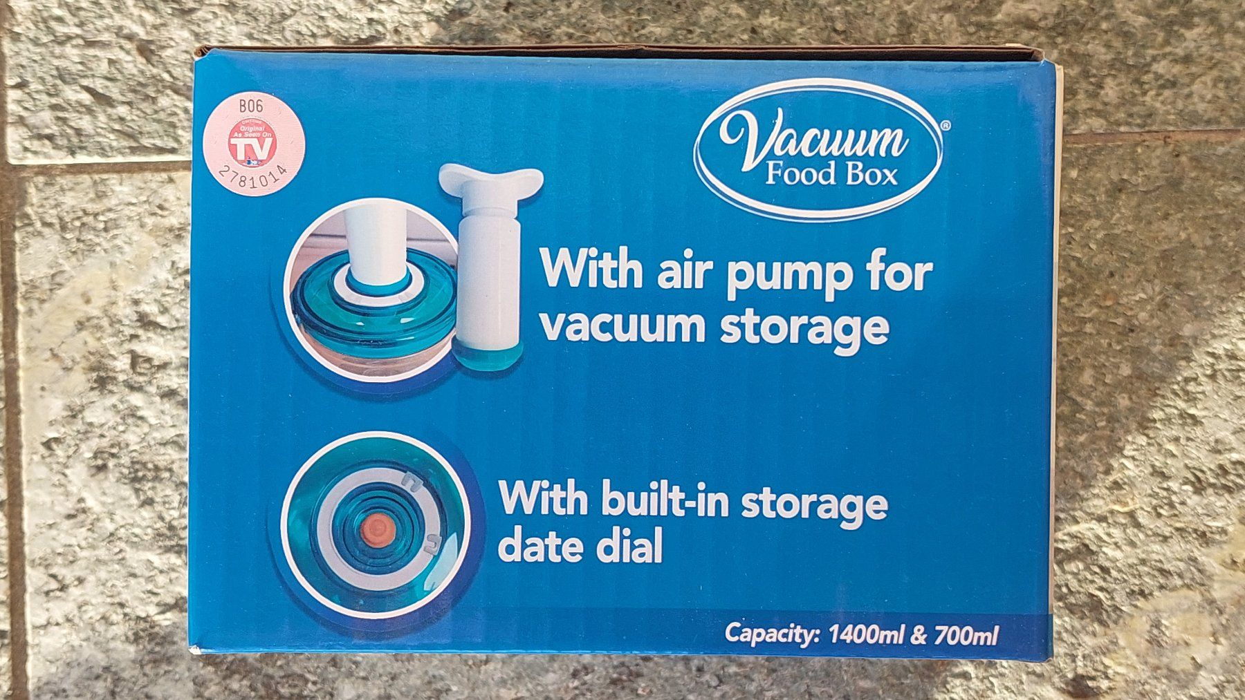 Vacuum Food Box Set, 2 Stk. mit Luftpumpe, 1400/700ml, neu (Neu und ...