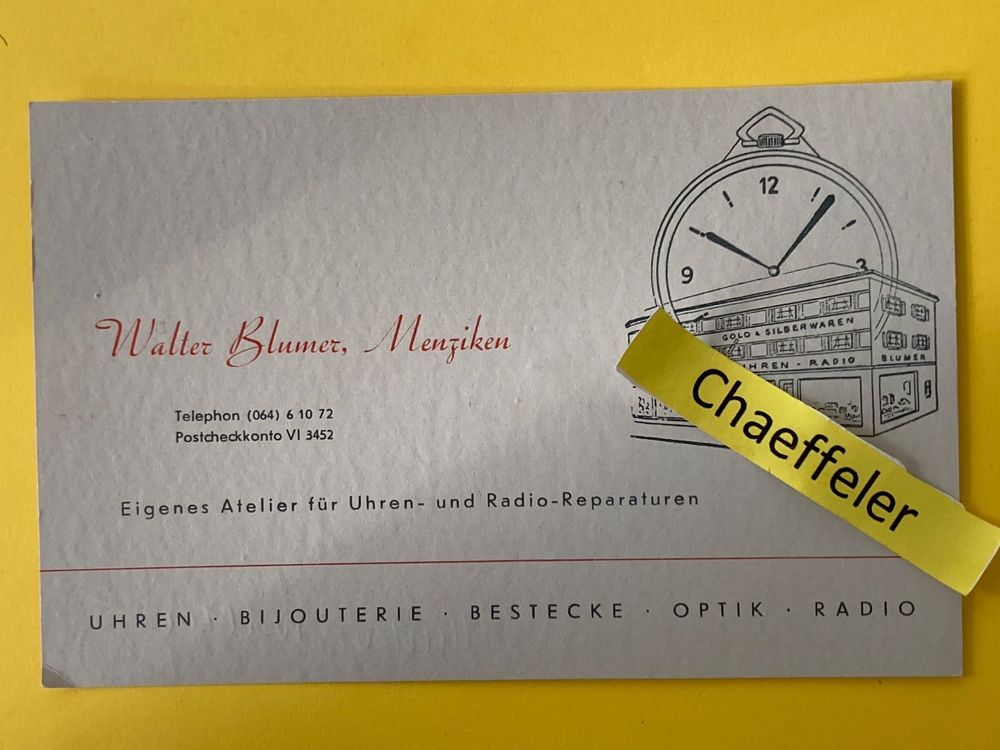 1952 Werbekarte. Walter Blumer, Menzikon (Gebraucht) in Zürich für CHF ...