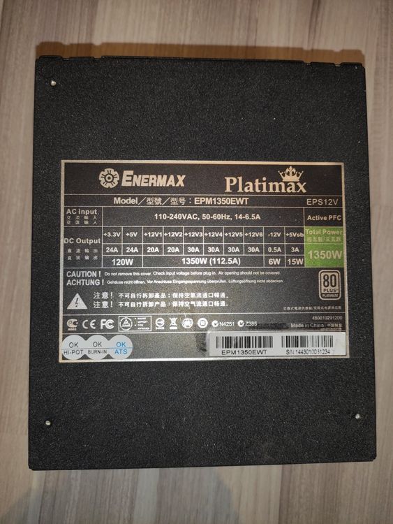 Netzteil Enermax Platimax 1350W EPM1350EWT (Gebraucht) in Eggenwil für ...