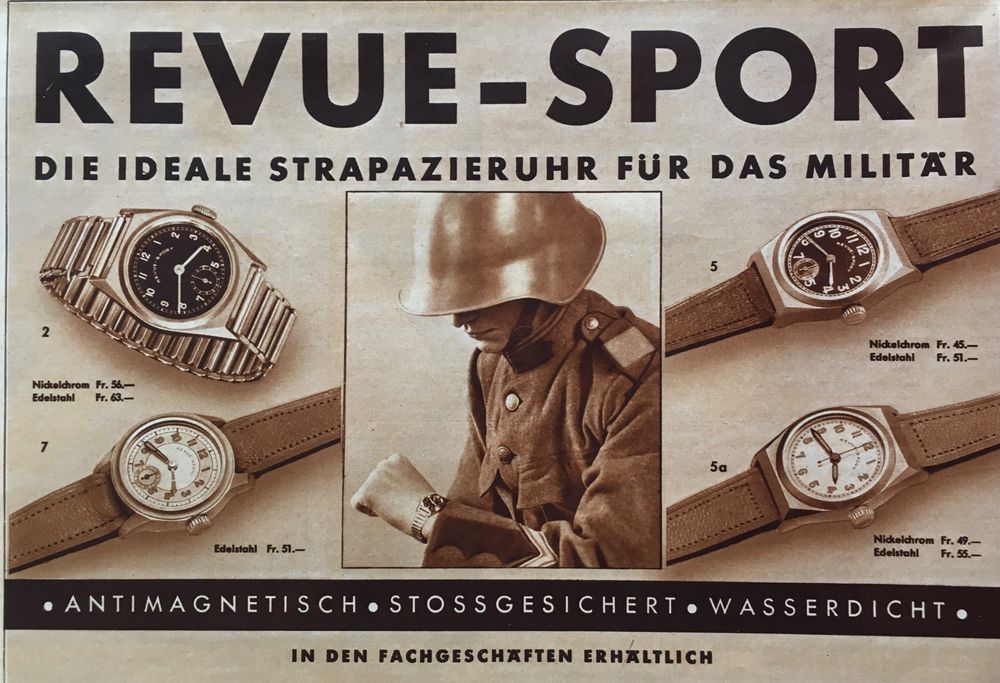 Vintage Reklame, Revue-Sport Uhren, Militär, 1940 (Gebraucht) in ...