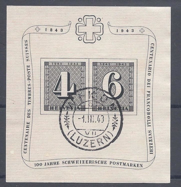 1943 : Jubiläumsblock W14 - Wikon (Gebraucht) in Gümligen für CHF 10 – mit Lieferung auf Ricardo ...
