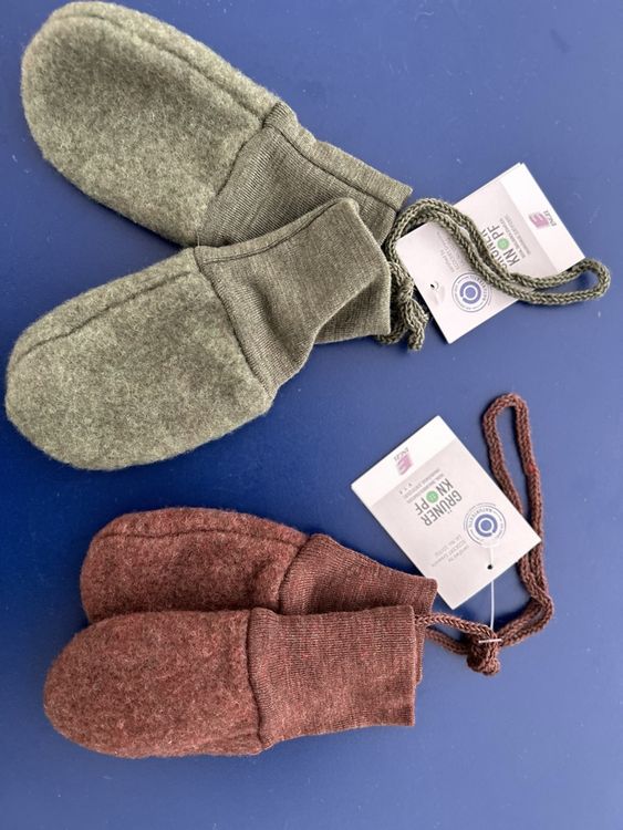 2x Engel Woll-Fausthandschuhe Grüner Knopf Gr. 56/62 neu (Neu und ...