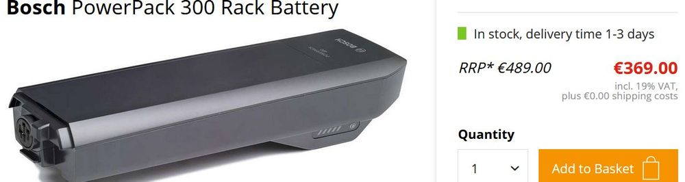 E-bike Akku Bosch - PowerPack 300 - 36V 8,2Ah 300Wh (Gebraucht) in ...