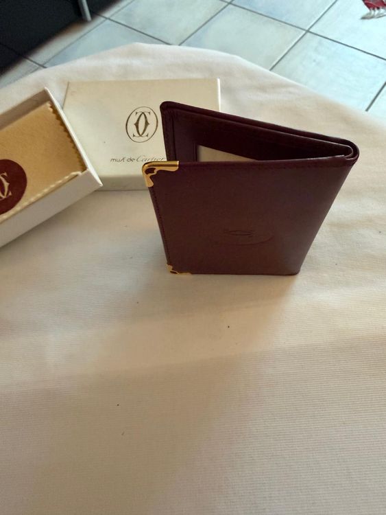 Porte feuille must cuir de veau bordeaux finition de dorée (Neuf avec ...