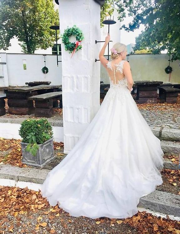 Hochzeitskleid Gr. 36 Tattoo Spitze Tüll Nicole Milano (Gebraucht) in ...