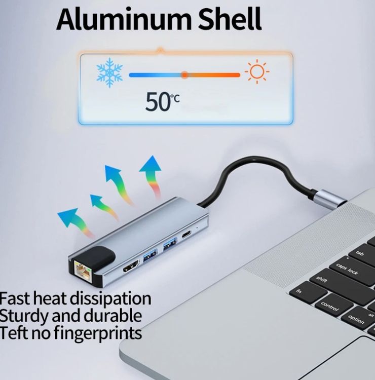 USB C Hub 5 in 1 Multiport Adapter mit USB 3,0 RJ45 Ethernet | Kaufen ...