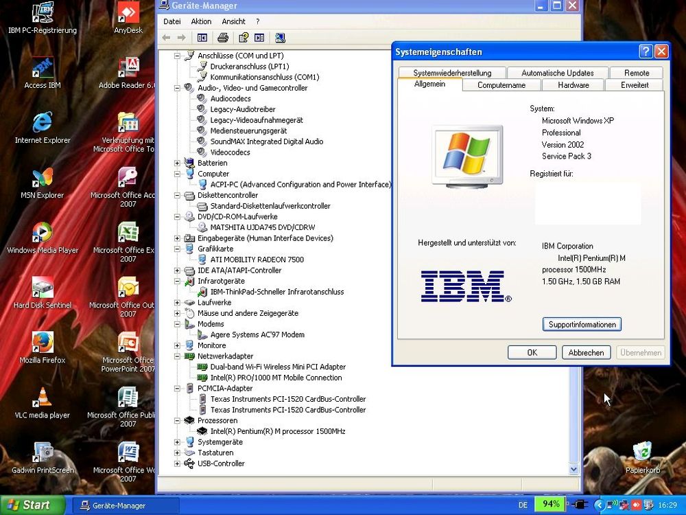 IBM ThinkPad T40, 14 ZOLL Windows XP SP3 & Office 2007 (Gebraucht) in Magden für CHF 77 – mit ...