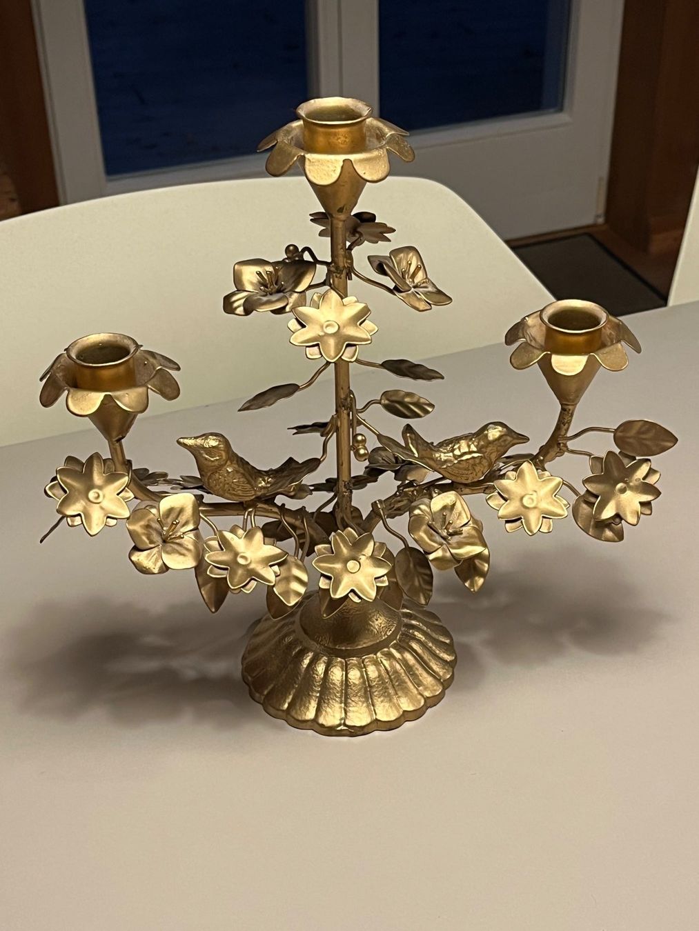 Goldener Kerzenständer mit Vogel/Blumen-Design von Rice (Gebraucht) in ...