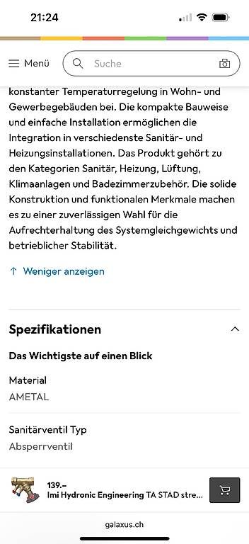 TA-Hydronics STAD mit Entleeradapter 3/4" (Gebraucht) in Zofingen für ...