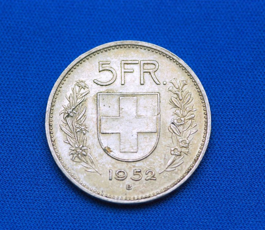 Silberner 5.- Jahrgang 1952, Rar (Gebraucht) in Mühlethal für CHF 21 – mit Lieferung auf Ricardo ...