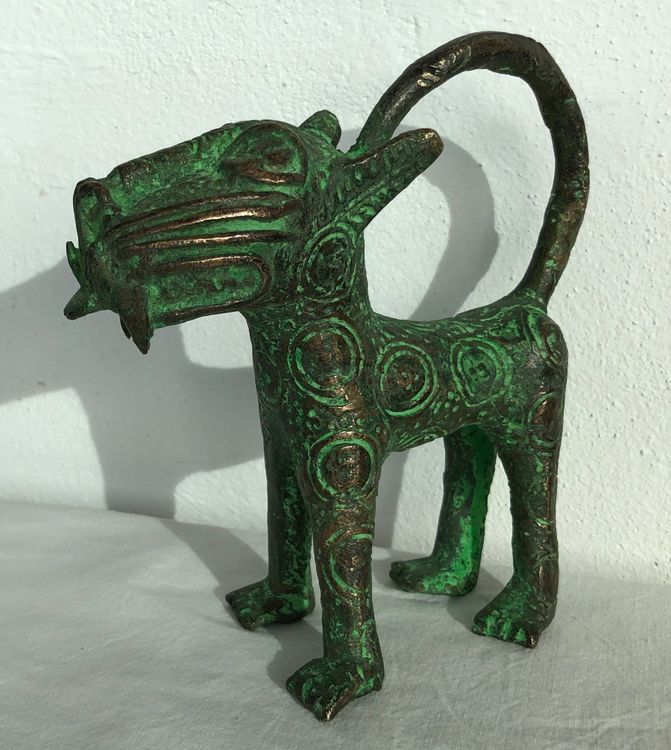 feiner alter Leopard Bronze Benin Höhe 13,5 cm | Kaufen auf Ricardo
