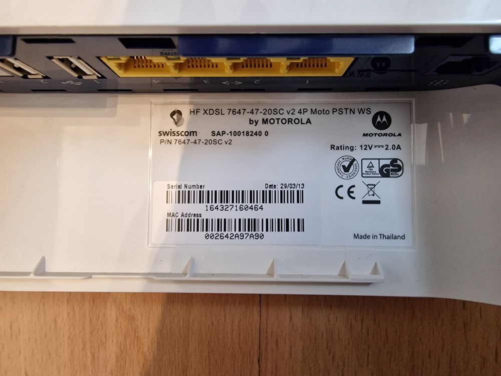 Swisscom Motorola W-LAN Router inkl. Zubehör (Gebraucht) in Buchrain ...