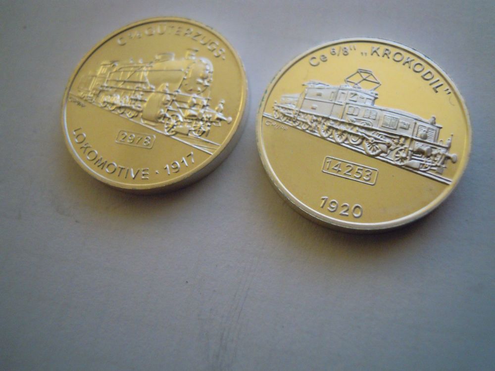 1977 2 Medaillen 75 Jahre Schw.Eisenbahnen silber je 6 gr. | Kaufen auf Ricardo