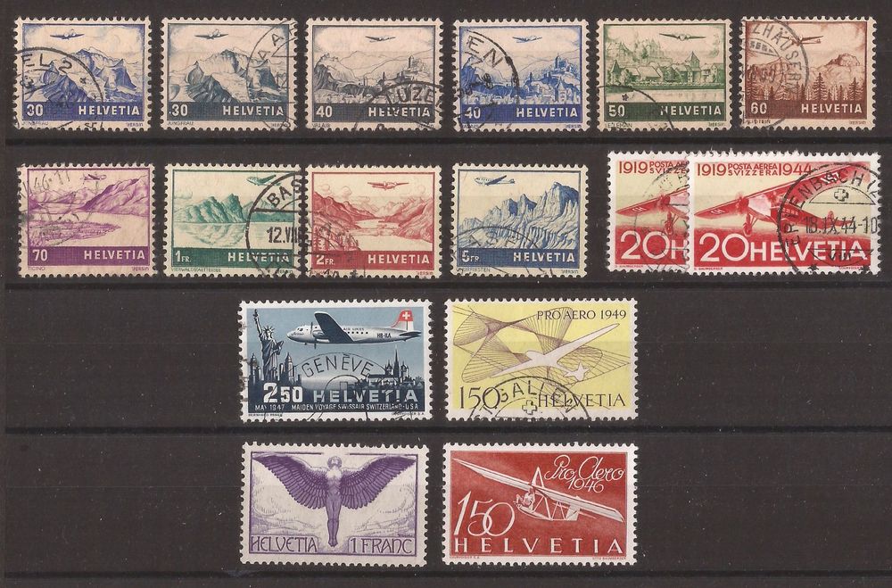 kleines Lot Flugpost - Steckkarte gestempelt und 2 Marken ** | Kaufen auf Ricardo