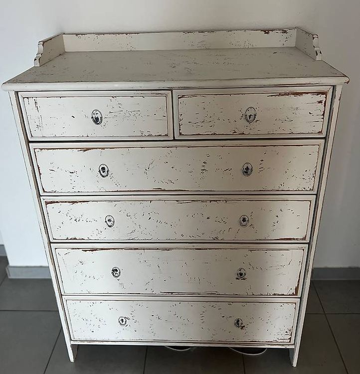 Shabby Chic Kommode weiss Landhausstil 6 Schubladen (Gebraucht) in Flüh für CHF 310 – nur ...