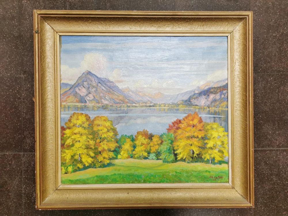 Gemälde Ch. Gafner 1946 gross 68x60cm Niesen? | Kaufen auf Ricardo
