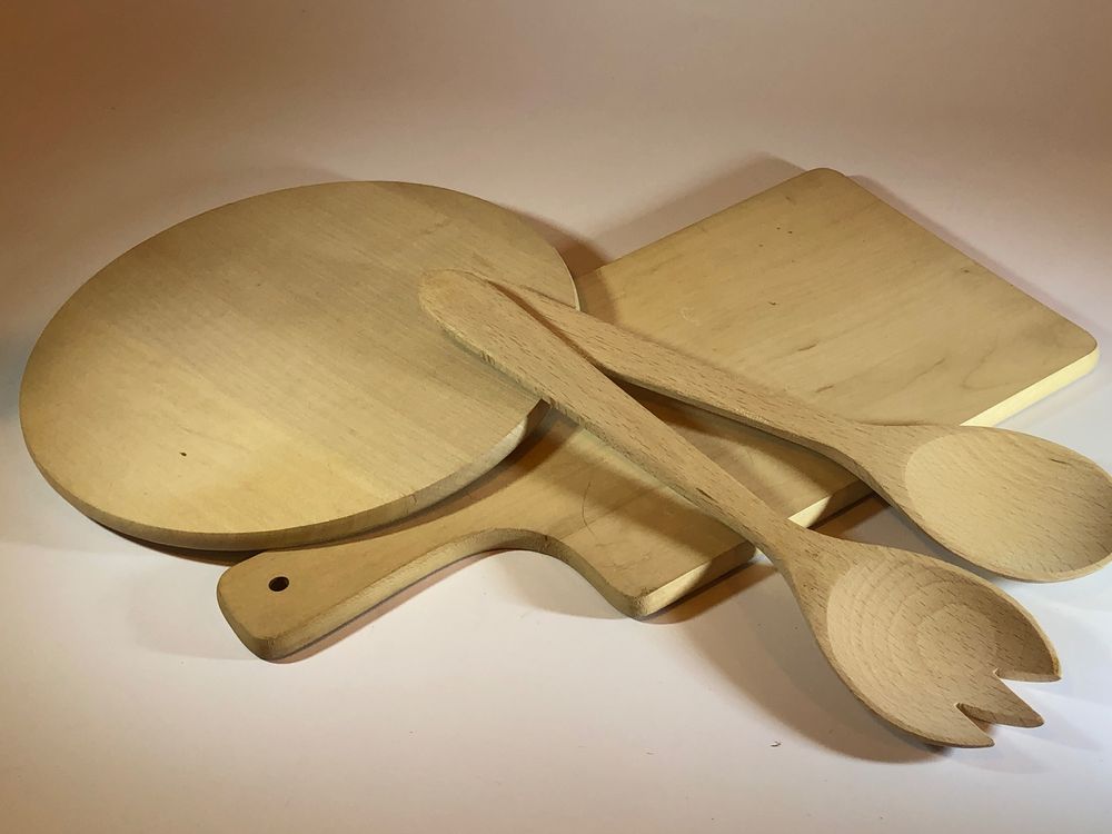 Holz Salatbesteck mit Schneidebrett, Top Zustand! (Neu (gemäss ...